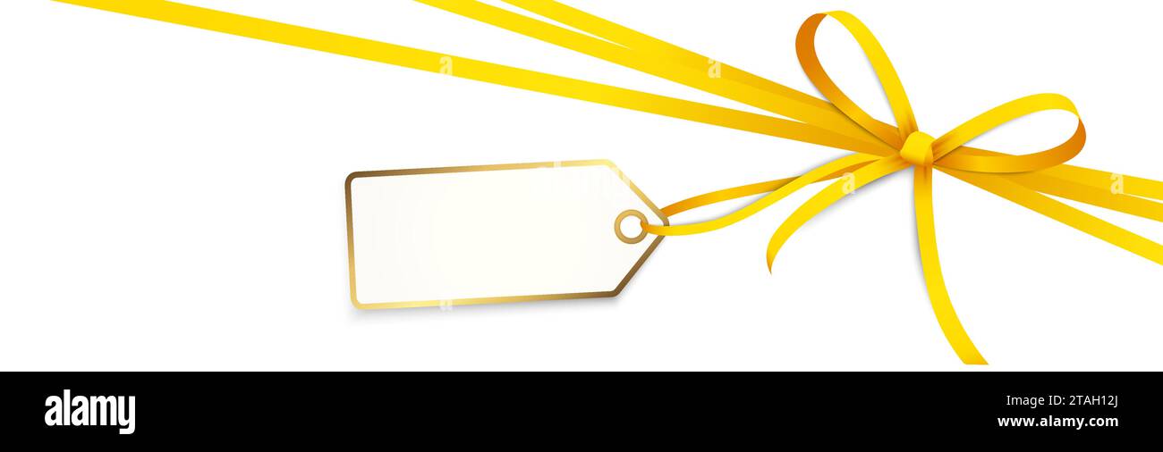 EPS 10 vector illustration of yellow colored ribbon bow and gift band ...