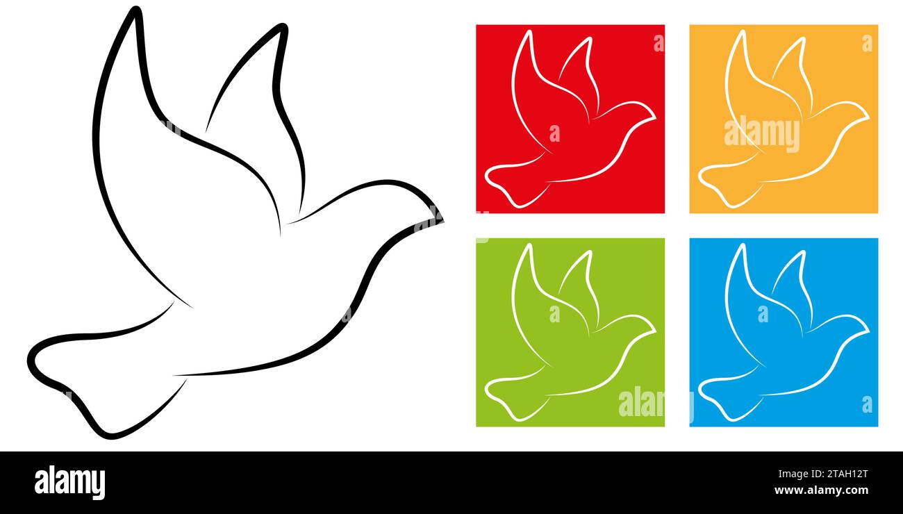 eps vector illustration with isolated white peace dove silhouette and ...