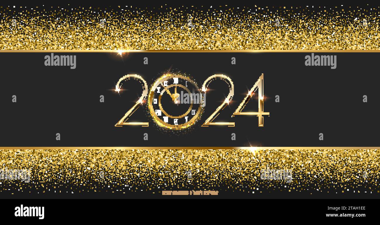 New year clock 2024 Stock Vector Images - Alamy