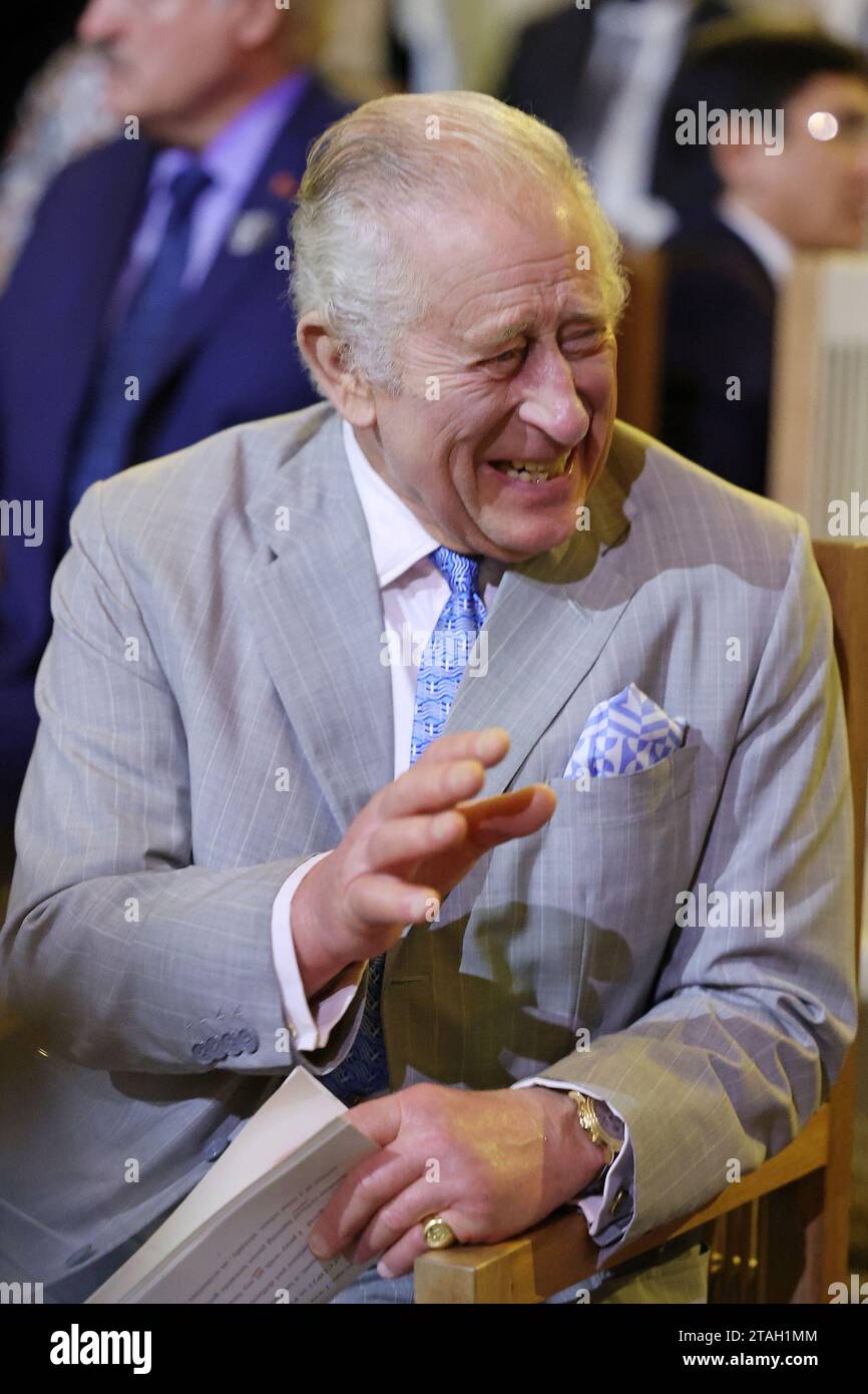King Charles III reacts as he attends the opening ceremony of the World ...