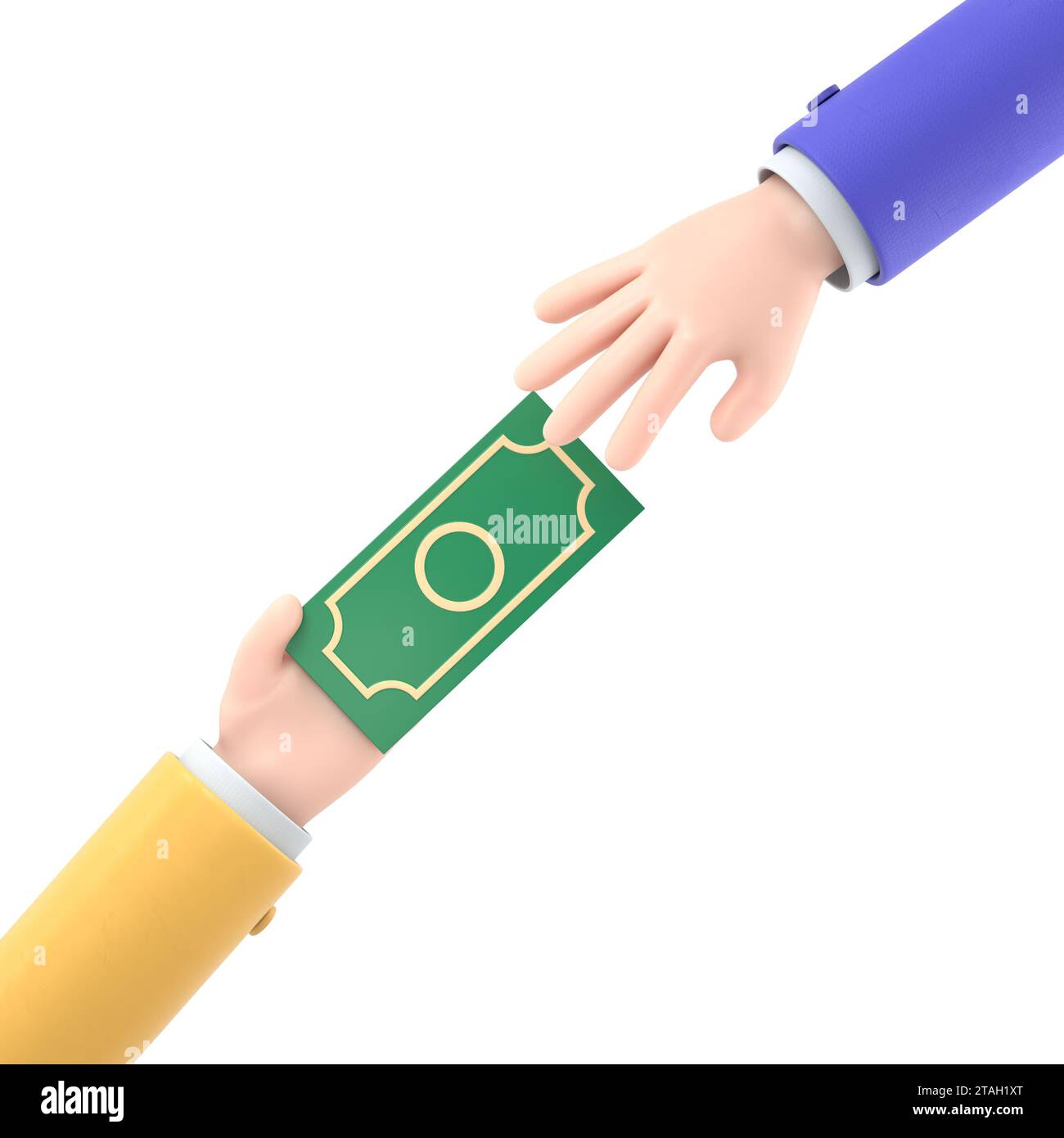 Cartoon Gesture Icon Mockup.Two cartoon businessman hands,giving money ...