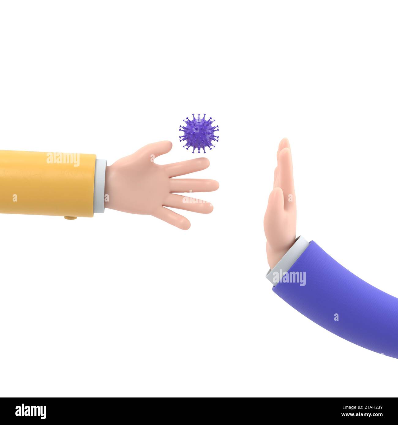 Bacteria on hand. Coronavirus transmitted through a handshake. Gesture ...