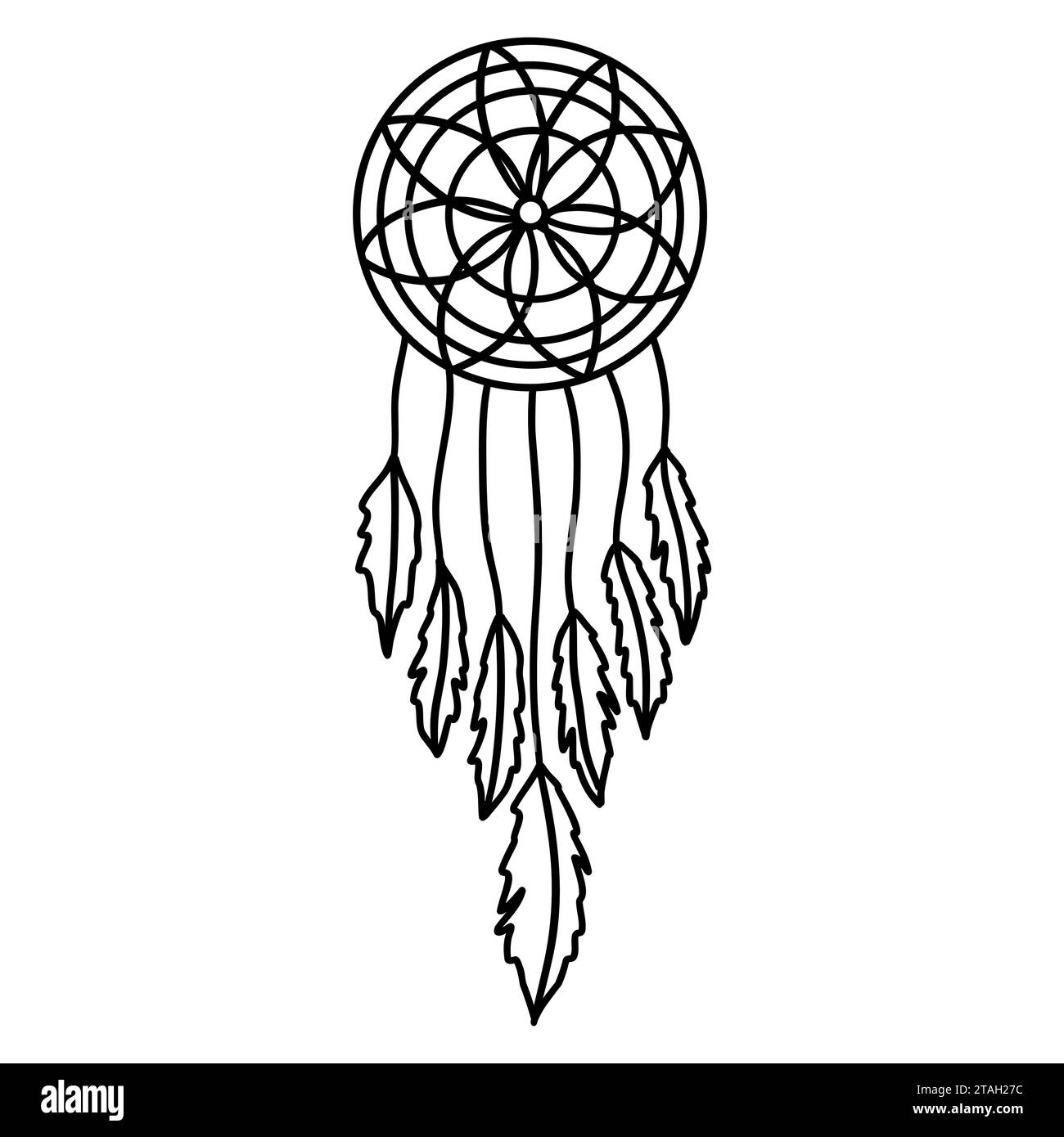 Dreamcatcher with feathers and flower. Protective amulet against ...