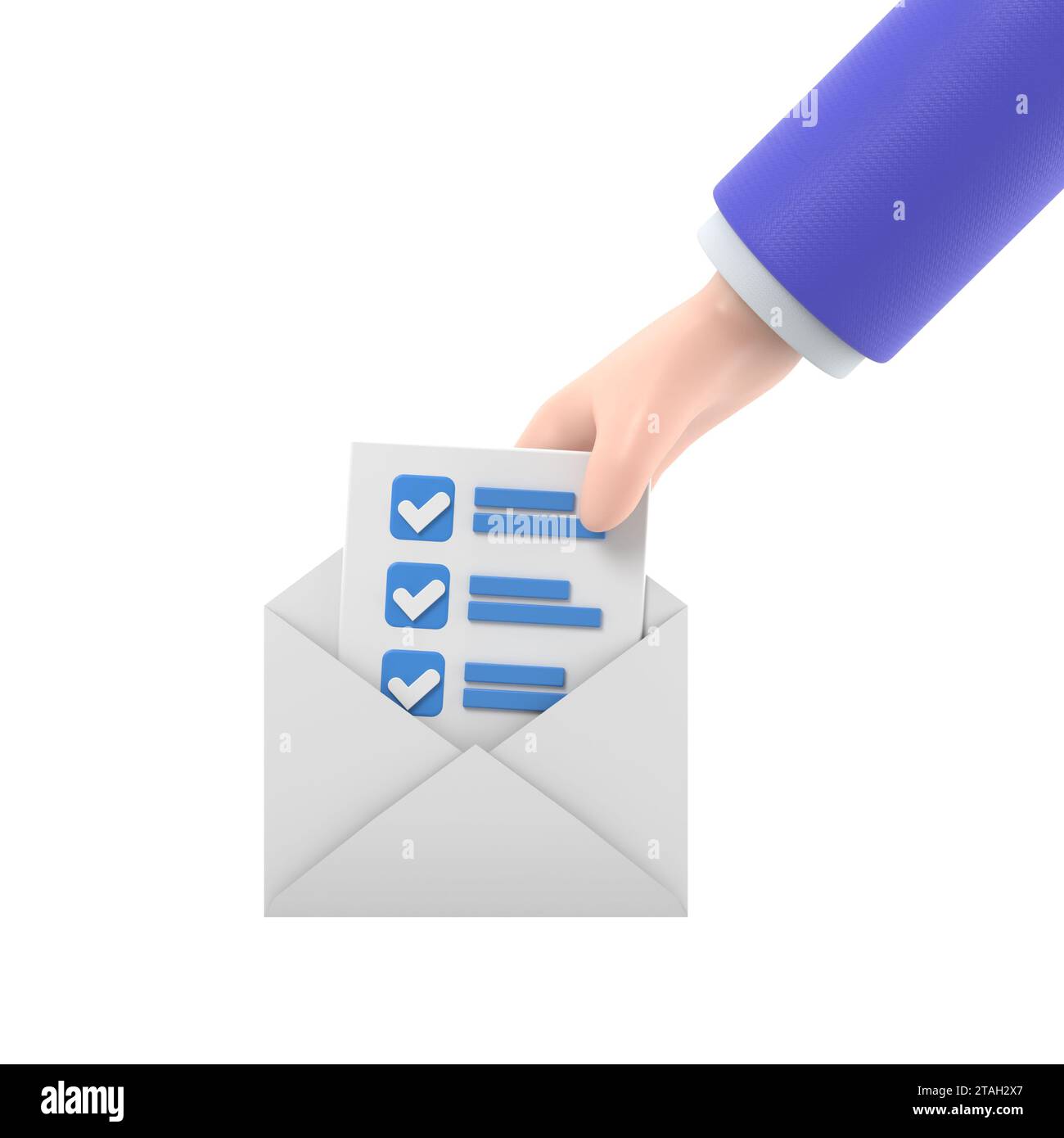 3d mail envelope icon with task management todo check list in hand ...