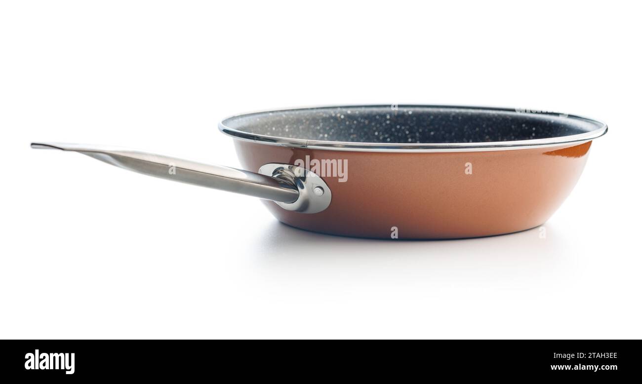 Empty clean frying pan isolated on the white background Stock Photo - Alamy