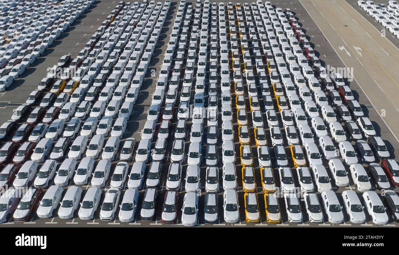 SUZHOU, CHINA - DECEMBER 1, 2023 - A batch of cars are about to be ...