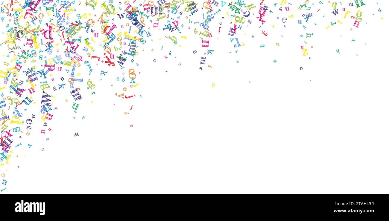 Concept of school background. Colorful childish falling letters of ...