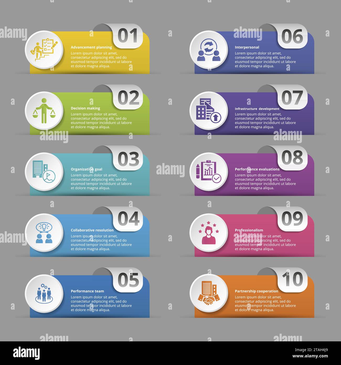 Infographics with Corporative Development theme icons, 10 steps. Such ...