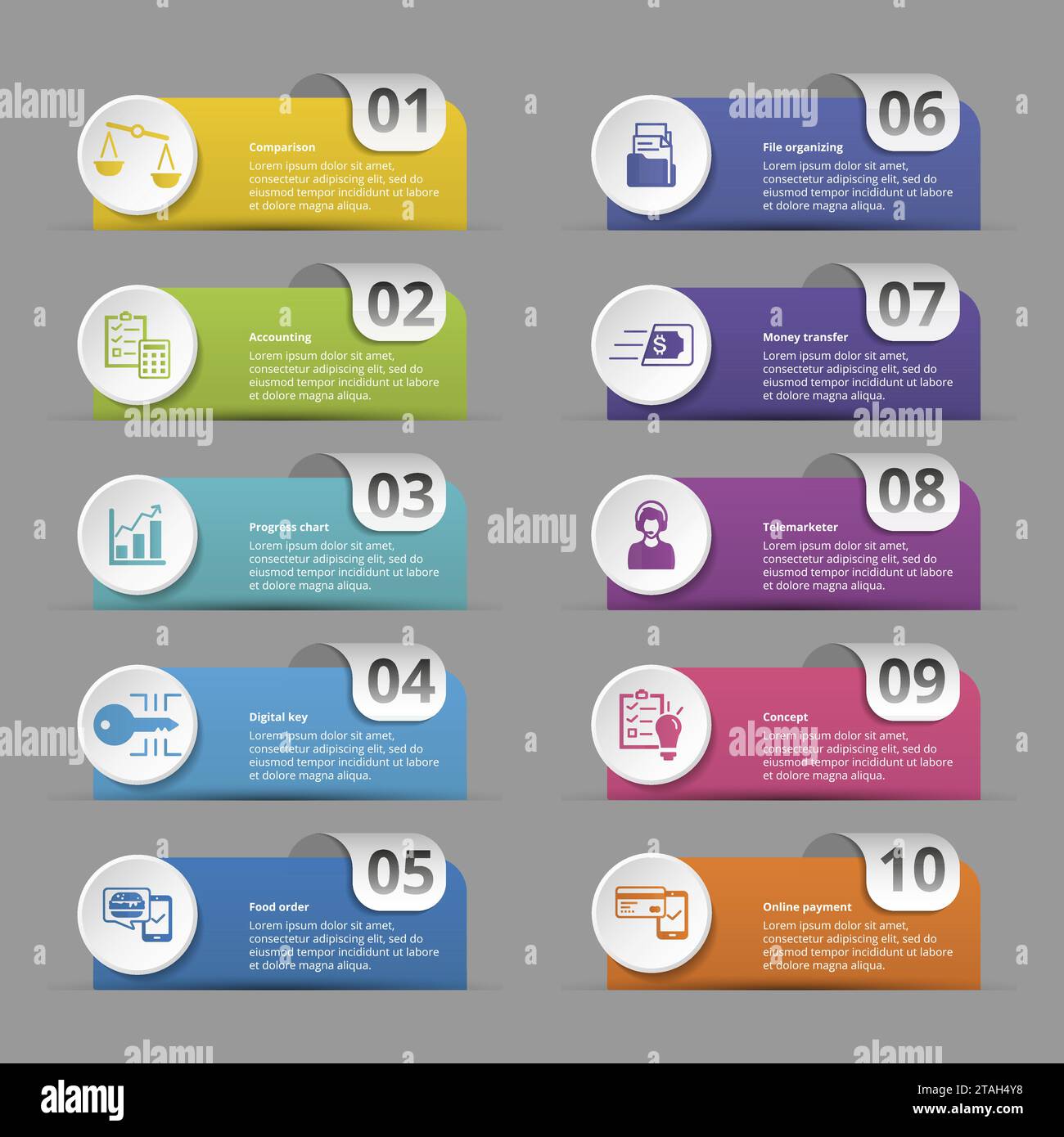 Infographics with Digital Service theme icons, 10 steps. Such as ...
