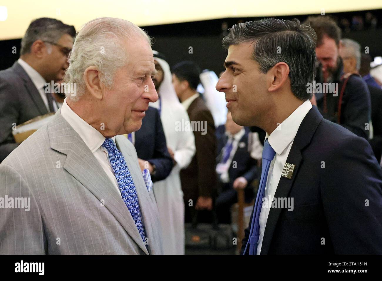 King Charles III (left) speaks with Prime Minister Rishi Sunak as they ...