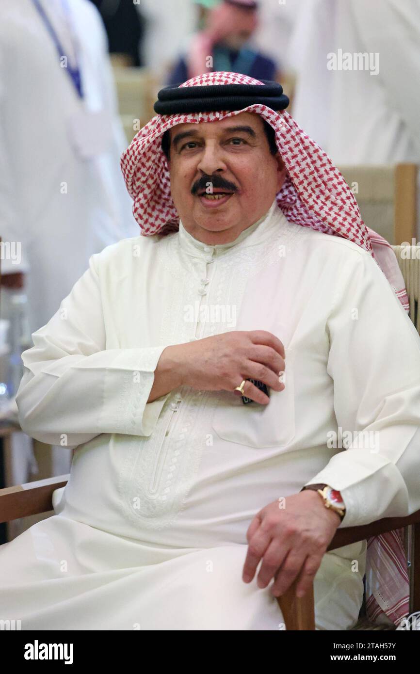 King Hamad bin Isa Al Khalifa of Bahrain attends the opening ceremony ...