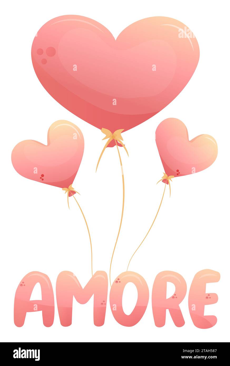 Cute graphic print love letters with pink heart balloons and word Amore ...