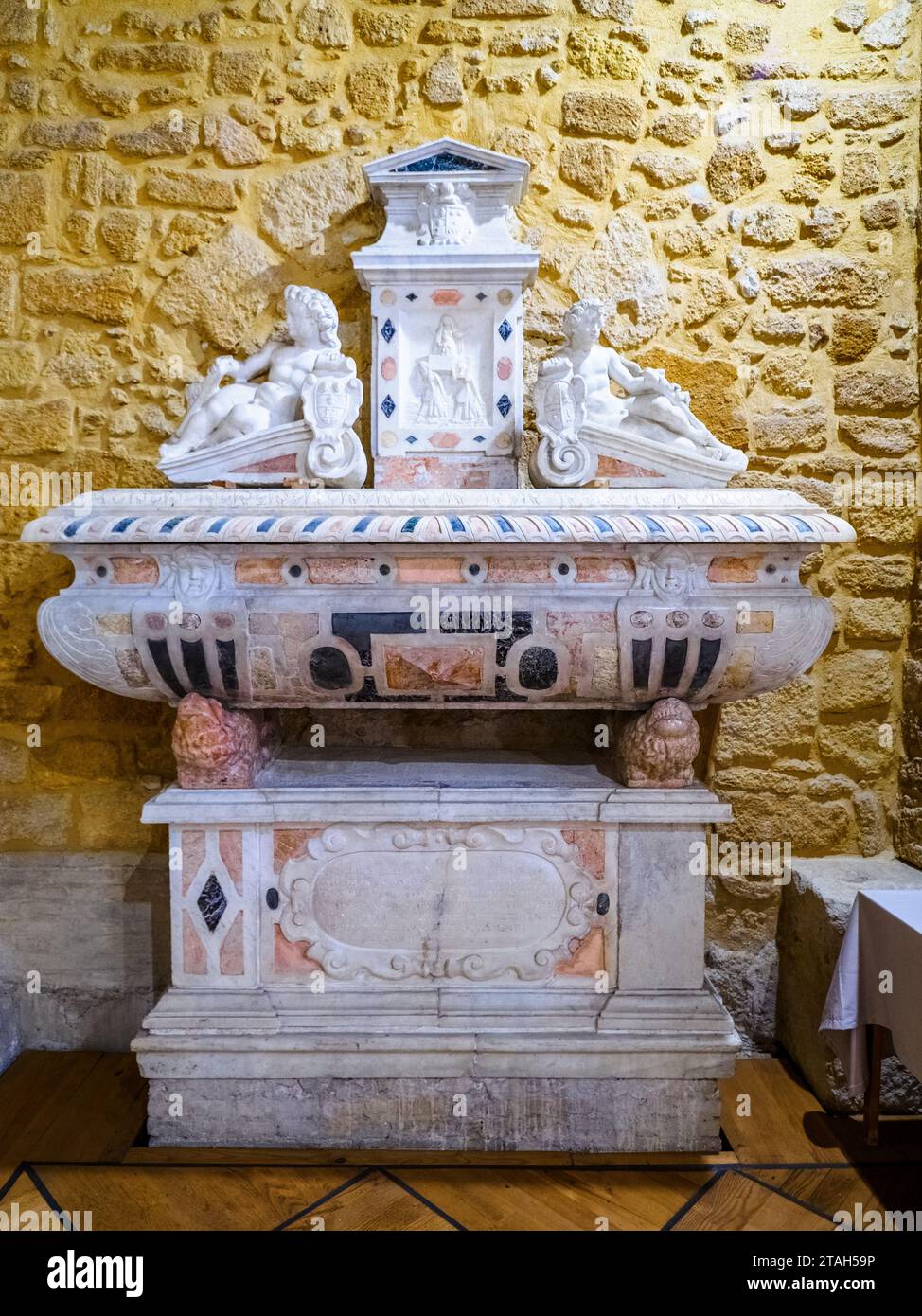 Marble sarcophagus from 1570 which contains the bones of two Palermo ...