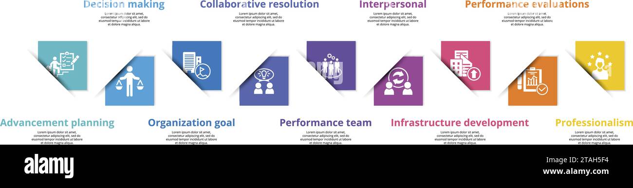 Infographics with Corporative Development theme icons, 10 steps. Such ...
