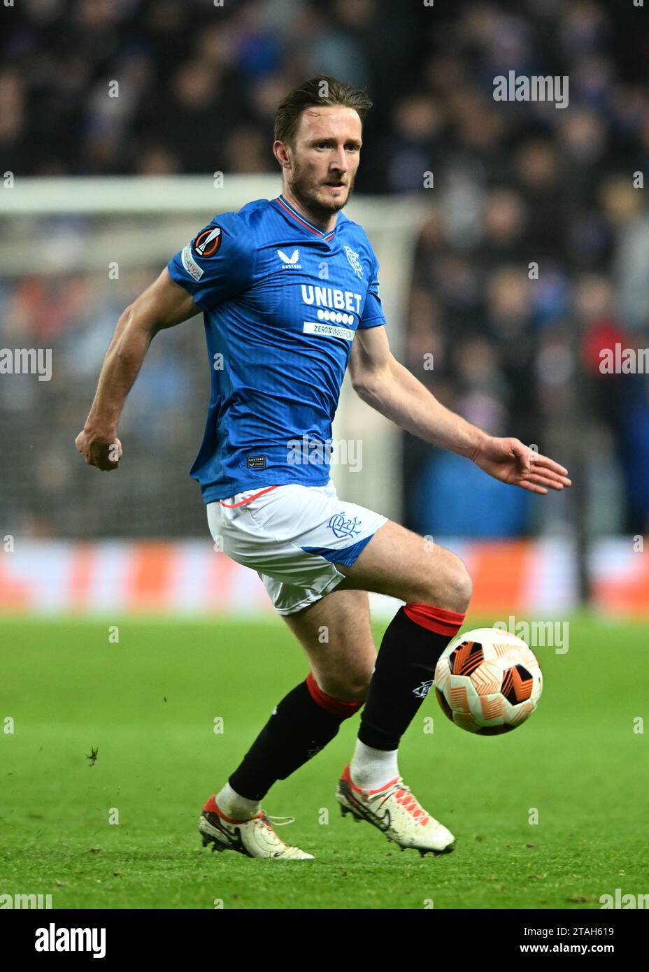 Glasgow, UK. 30th Nov, 2023. Ben Davies of Rangers during the UEFA ...