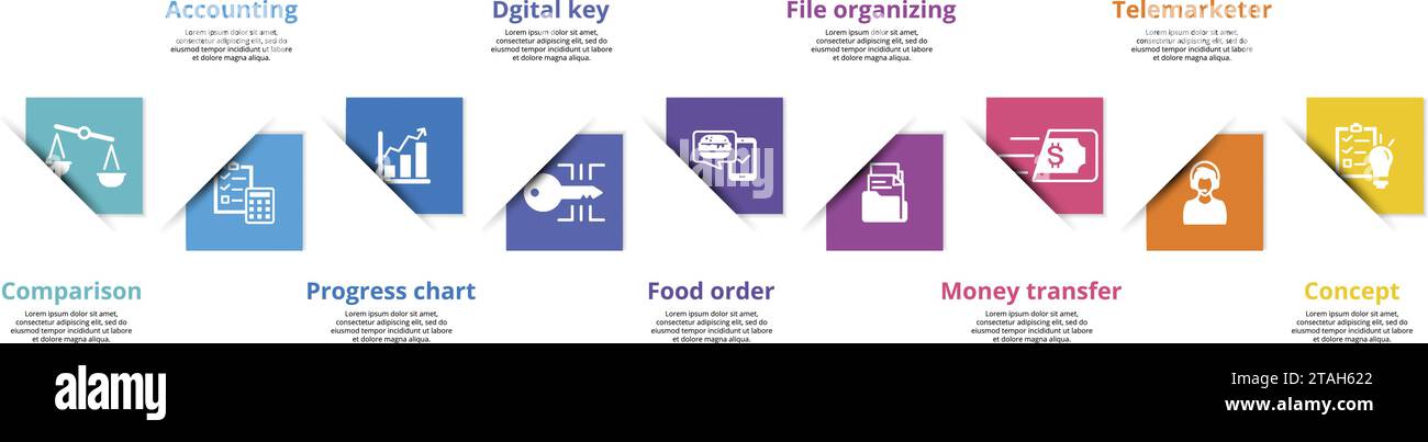 Infographics with Digital Service theme icons, 10 steps. Such as ...