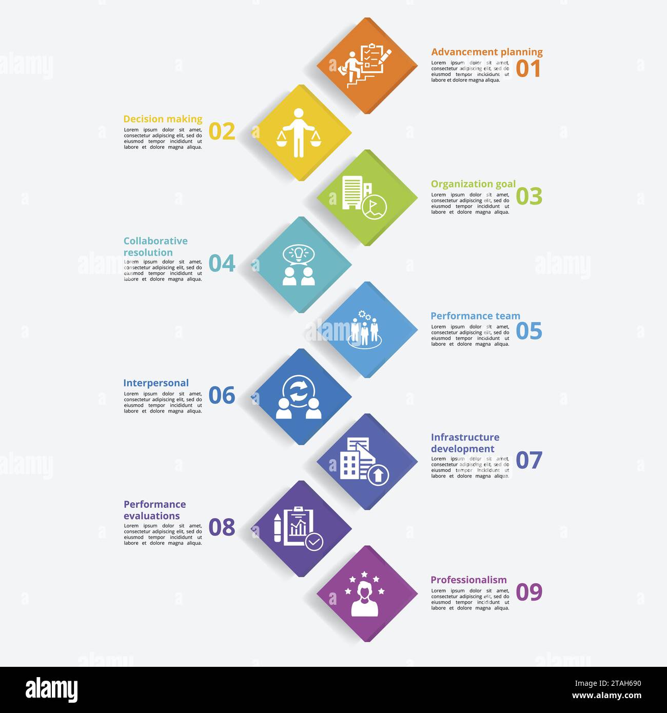 Infographics with Corporative Development theme icons, 10 steps. Such ...