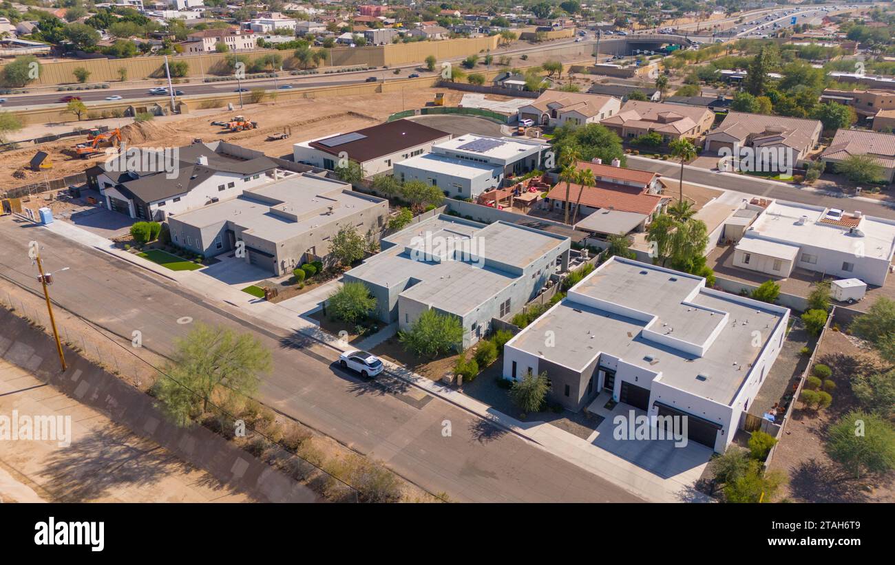 An aerial view of newly finished houses in Phoenix, Arizona Stock Photo ...