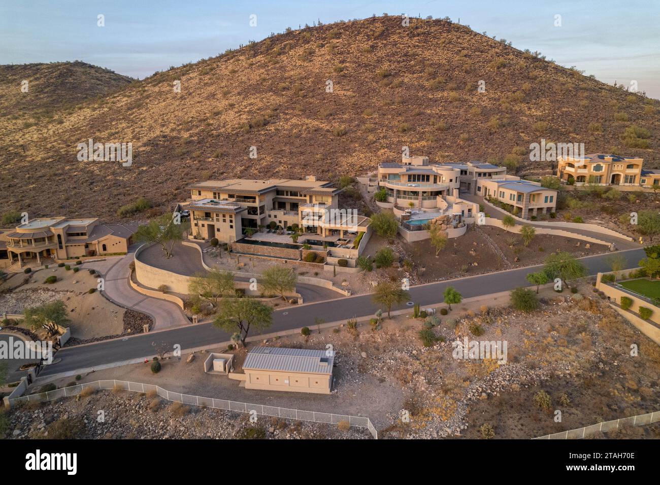 An aerial view of mansions overlooking Arrowhead Lakes, Glendale ...