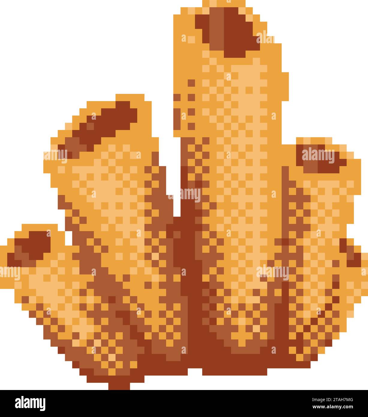 Pixel art yellow tubular coral. Ocean and sea flora and fauna 8-bit ...