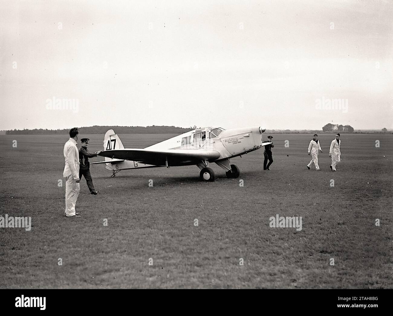 Airplane - B.A. Eagle, G-ACVU, race number '47' taxiing at Mildenhall ...