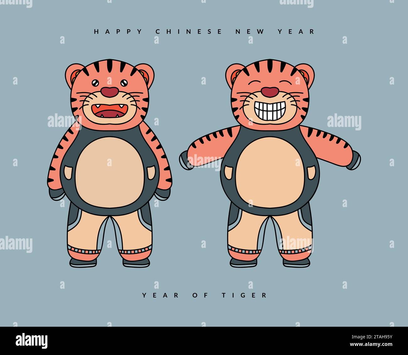Chinese New Year 2022 Year of The Tiger. Cute Tiger Illustrations. Celebrations Card Stock ...