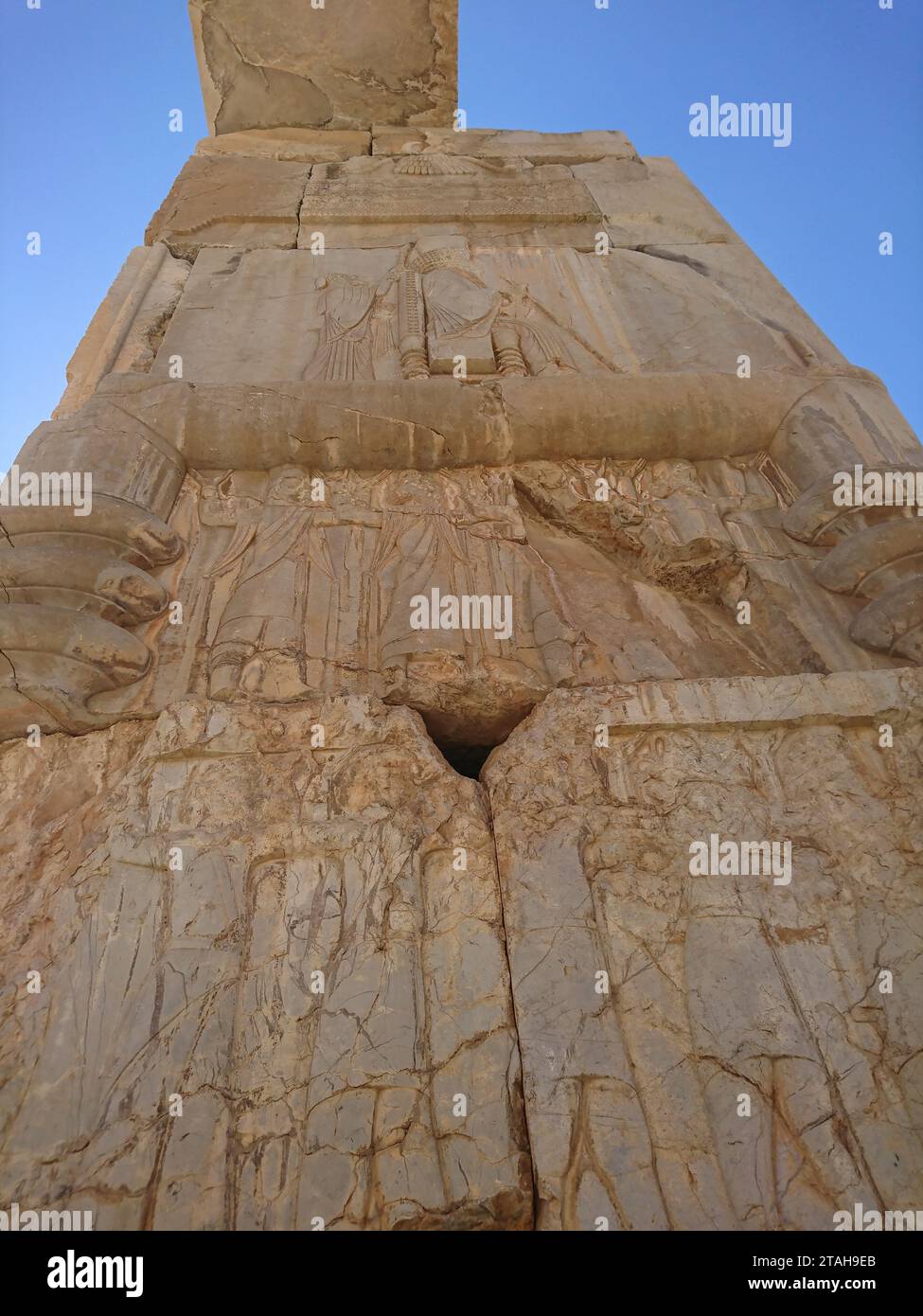 Hieroglyphs carved on the wall of an ancient temple. Remains of ...