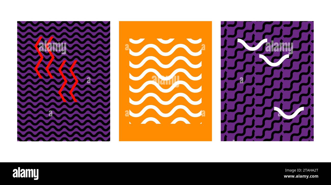 Brutalist posters set with seamless patterns of abstract geometric ...