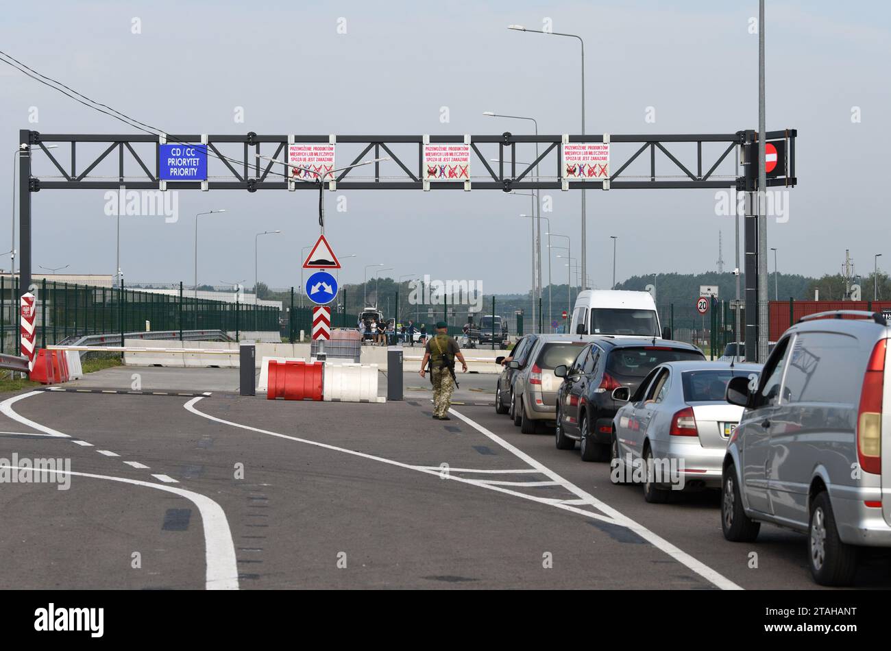 Krakivets, Ukraine - August 16, 2022: Border Guard on Krakivets ...