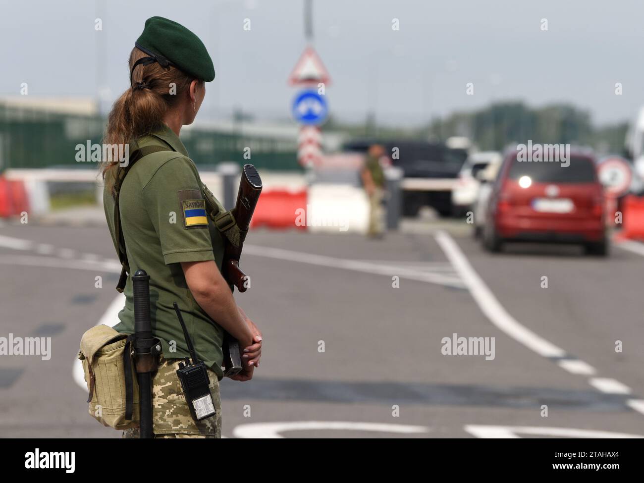 Krakivets, Ukraine - August 16, 2022: Border Guard on Krakivets ...