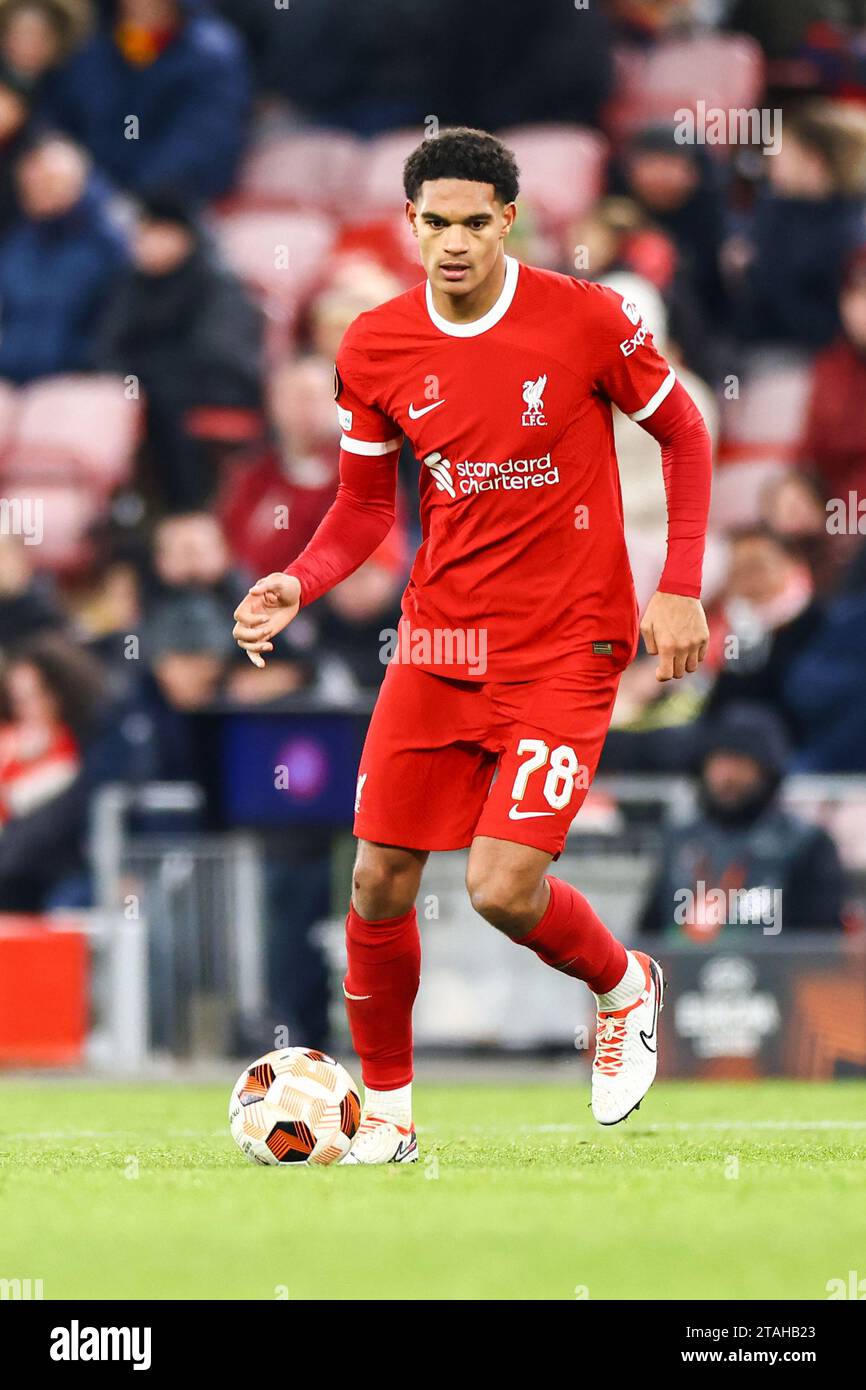 Liverpool, UK. 01st Dec, 2023. Jarell Quansah of Liverpool during the ...