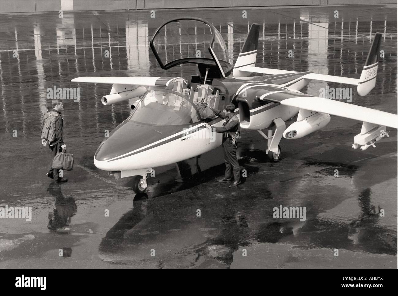 Airplane - Fairchild Republic T-46A on ground Stock Photo - Alamy