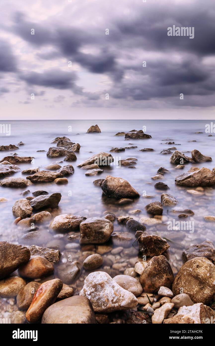 Rocks on the beach of Villajoyosa Moor Stock Photo - Alamy