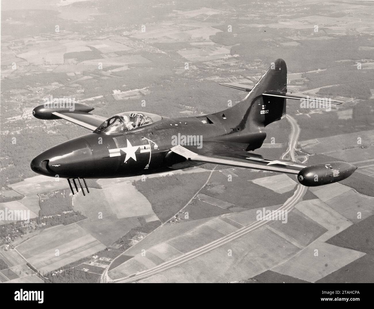 Airplane - Grumman F9F-3 Emerson nose turret in flight Stock Photo - Alamy