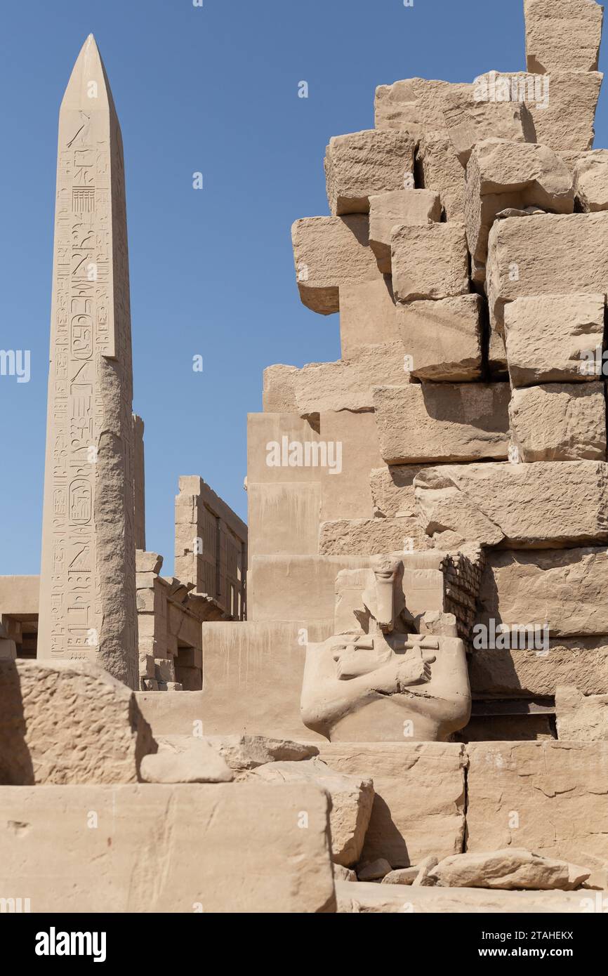 Obelisk with hieroglyphics at Karnak Temple, Luxor, Egypt Stock Photo - Alamy