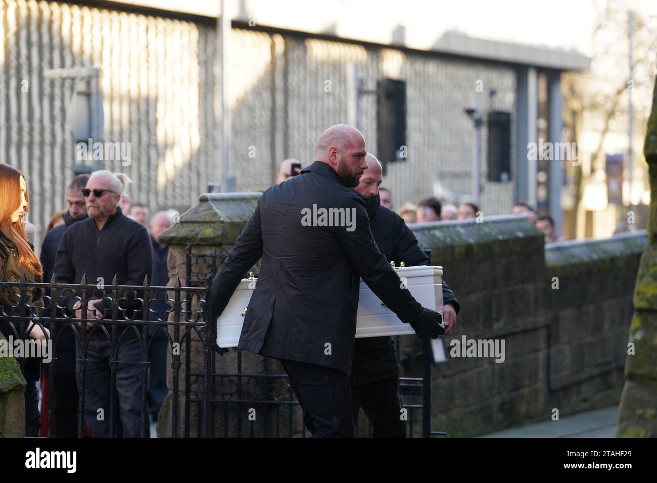 The father of Indi Gregory, Dean Gregory (front) carries the casket of ...