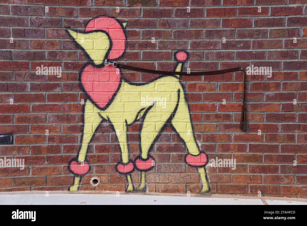 Dog Mural on Brick Wall with leash Stock Photo - Alamy
