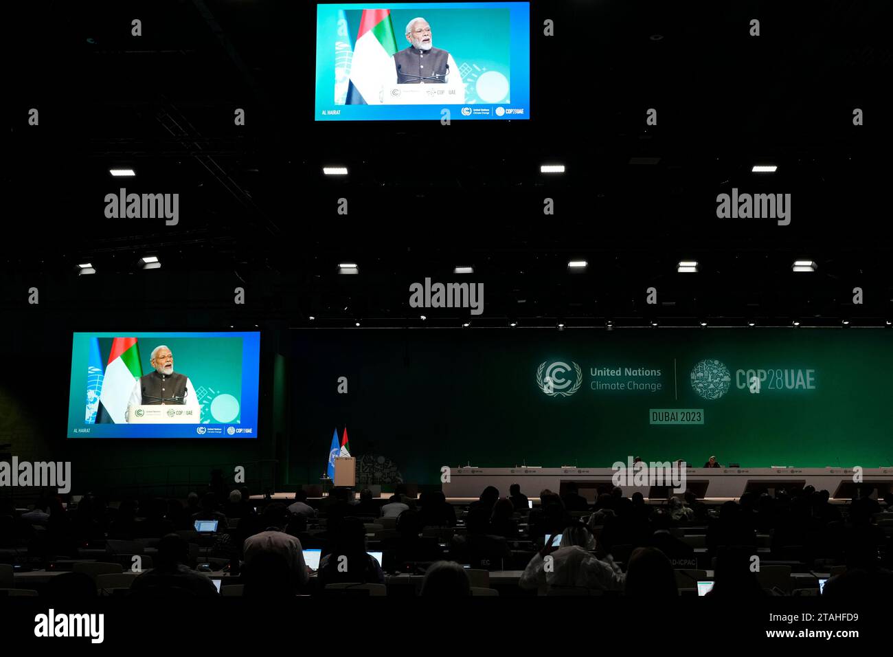 India Prime Minister Narendra Modi is live streamed from another room ...