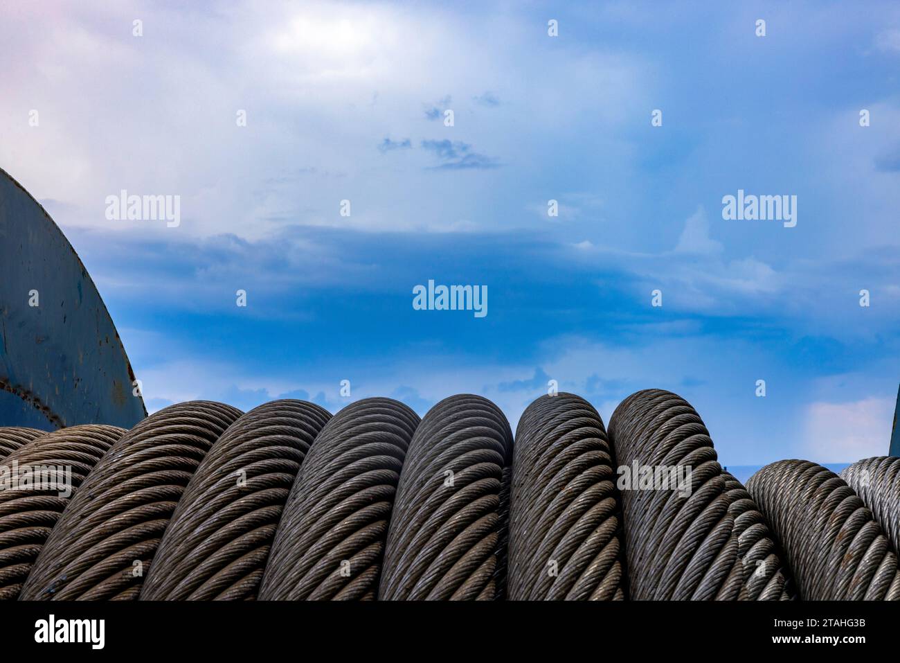 Cable onboard a ship offshore Stock Photo - Alamy