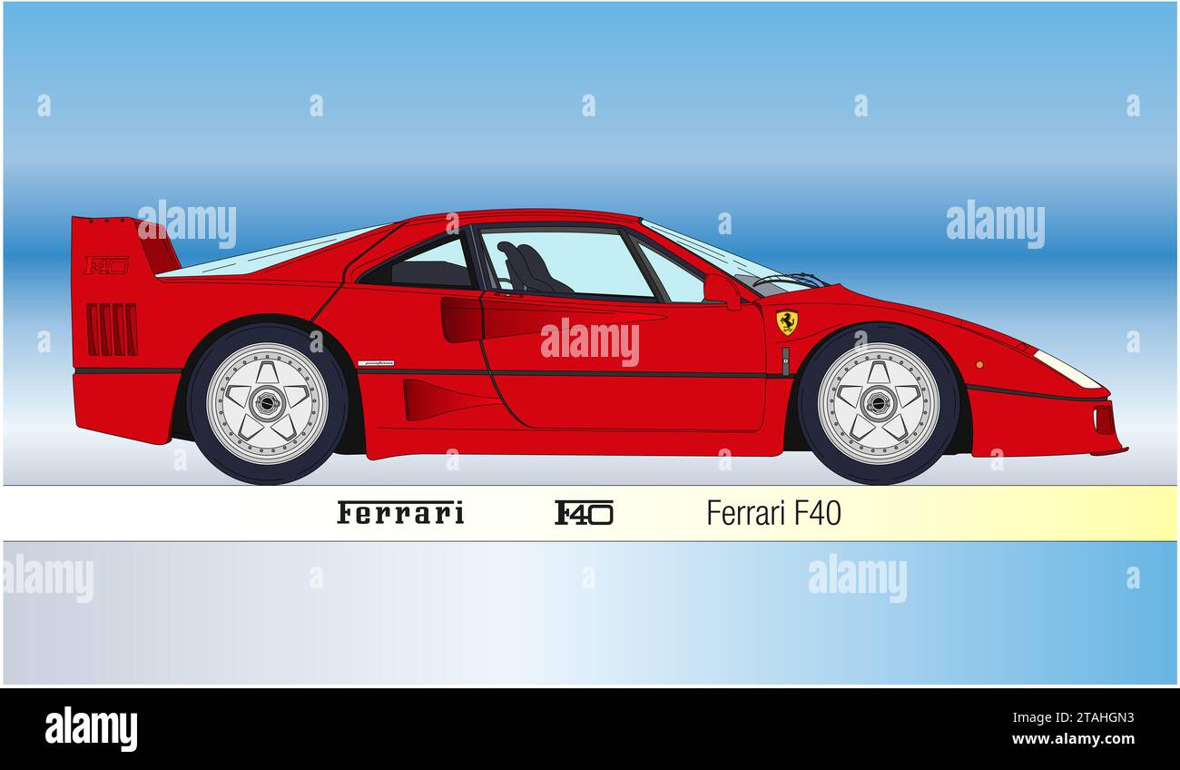 Maranello, Italy, year 1987, Ferrari F40 vintage super car, italian ...