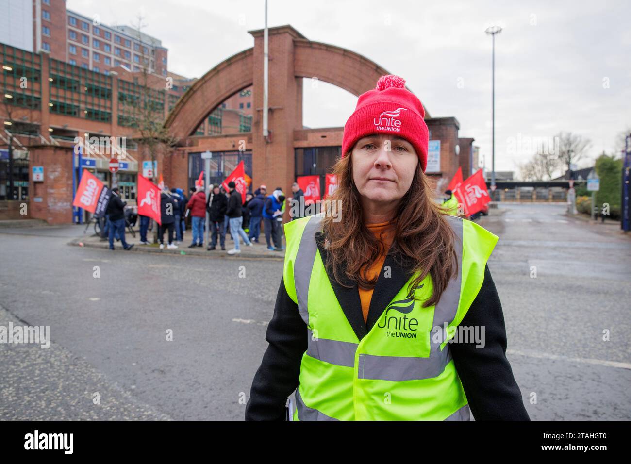 Susan Fitzgerald, Regional Officer of Unite on a picket line at ...