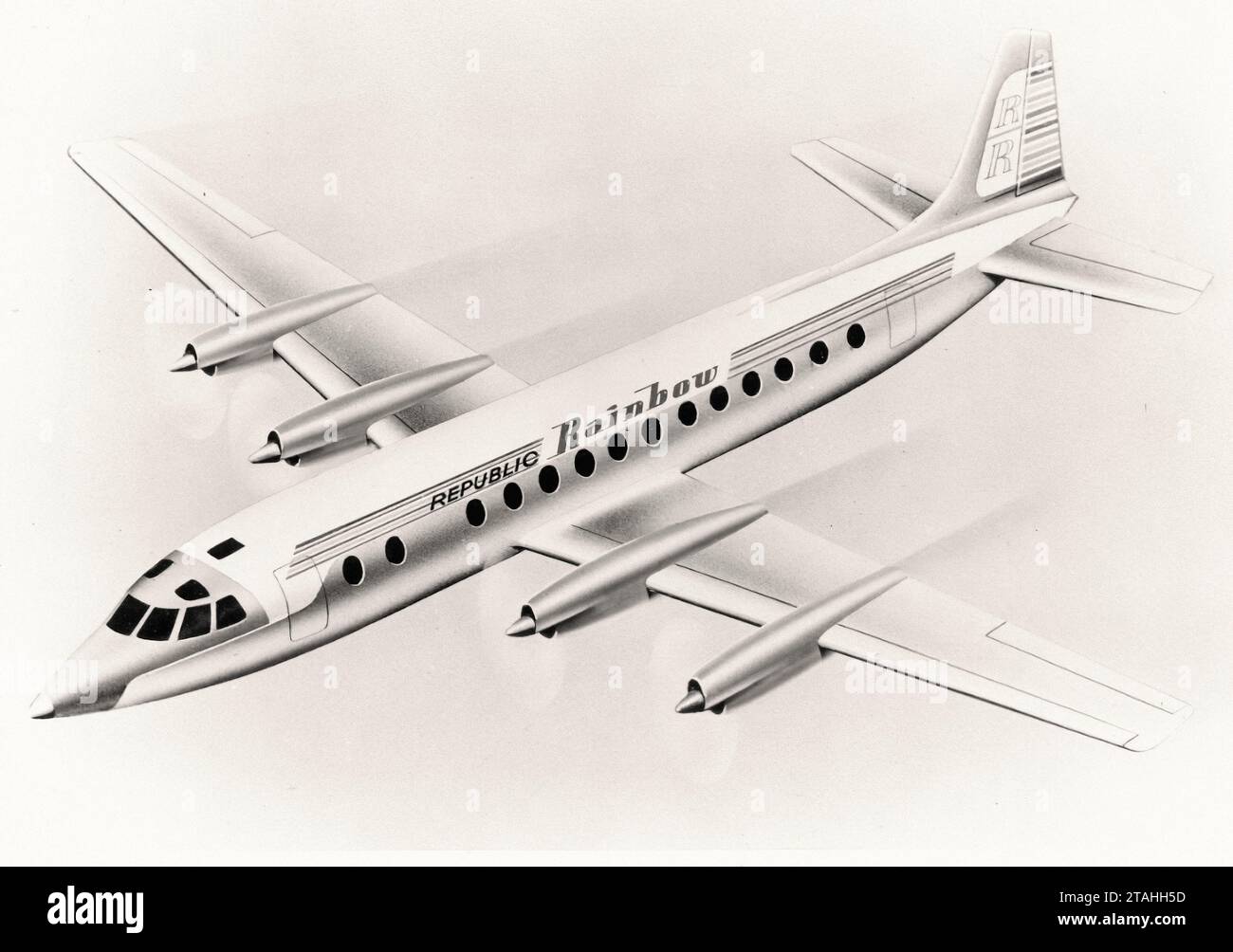 Airplane - Republic Rainbow drawing Stock Photo - Alamy