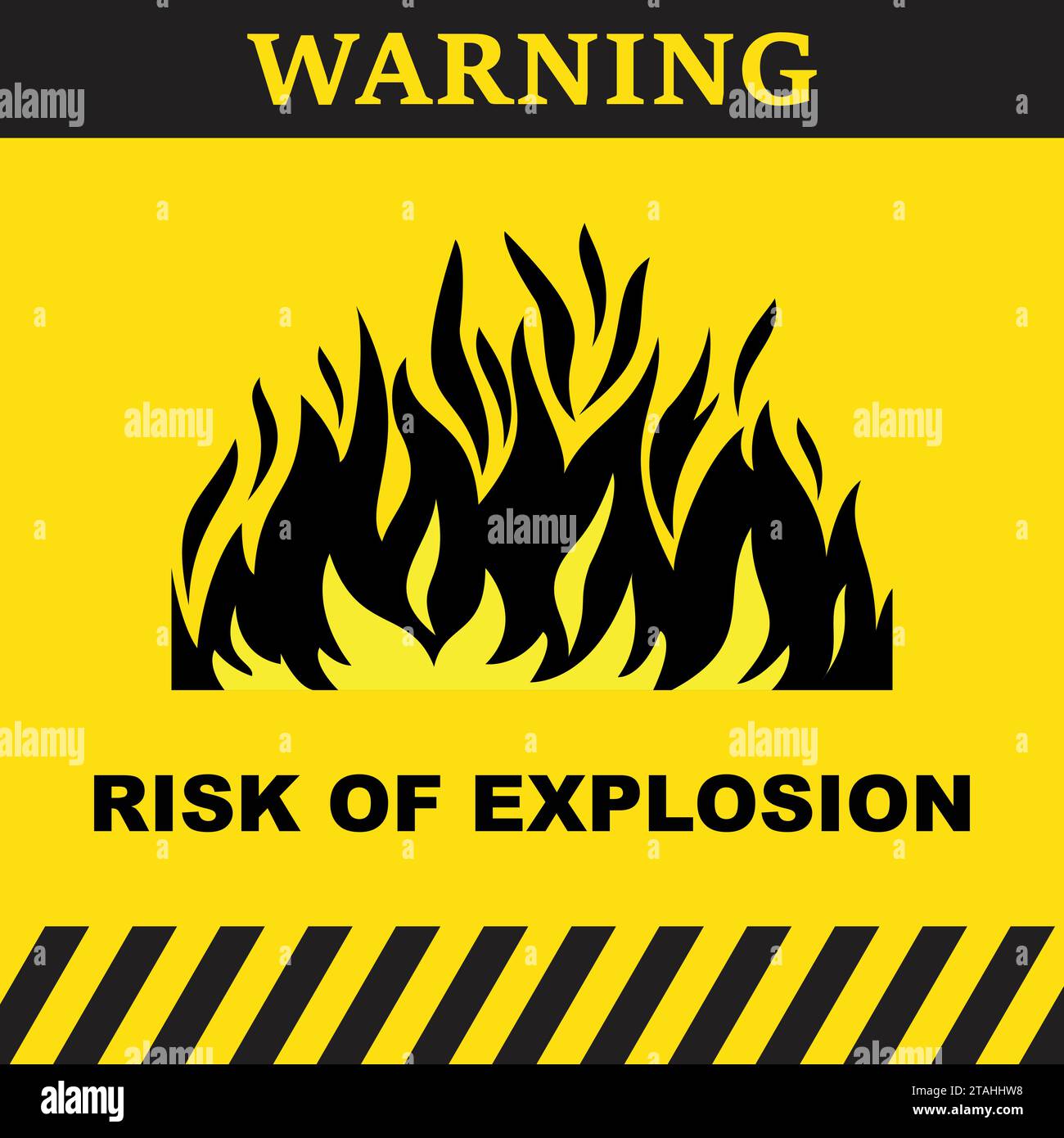 Yelow warning sign with flames and the text risk of explosion Stock ...