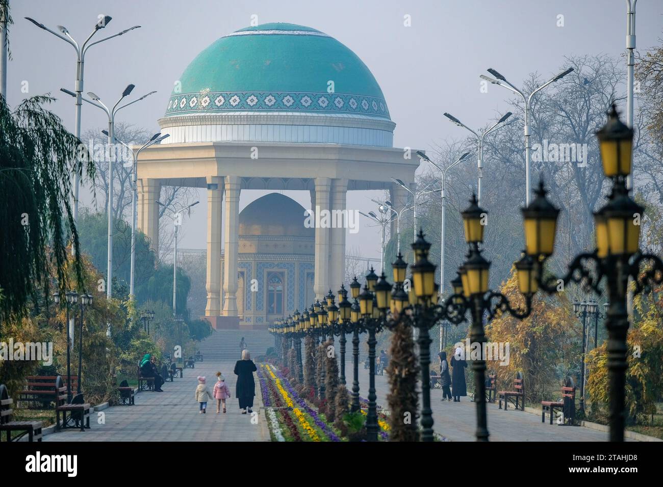 Khujand, Tajikistan - November 28, 2023: People walking through the ...