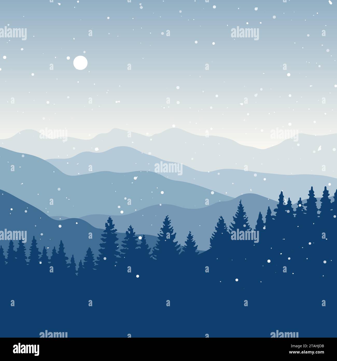 Winter tree landscape with snow falling Stock Vector Image & Art - Alamy