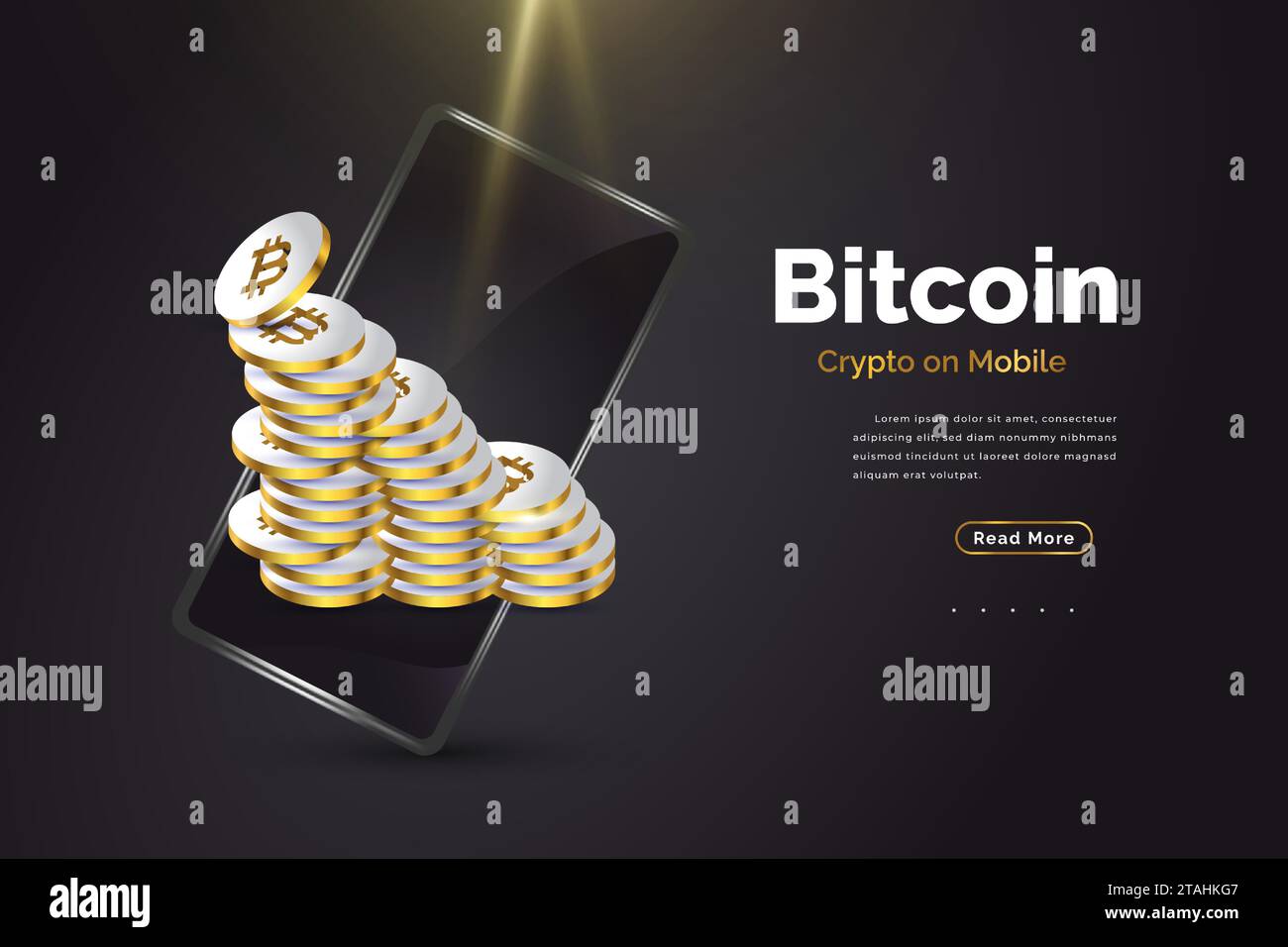 Pile gold bitcoins background Stock Vector Images - Alamy