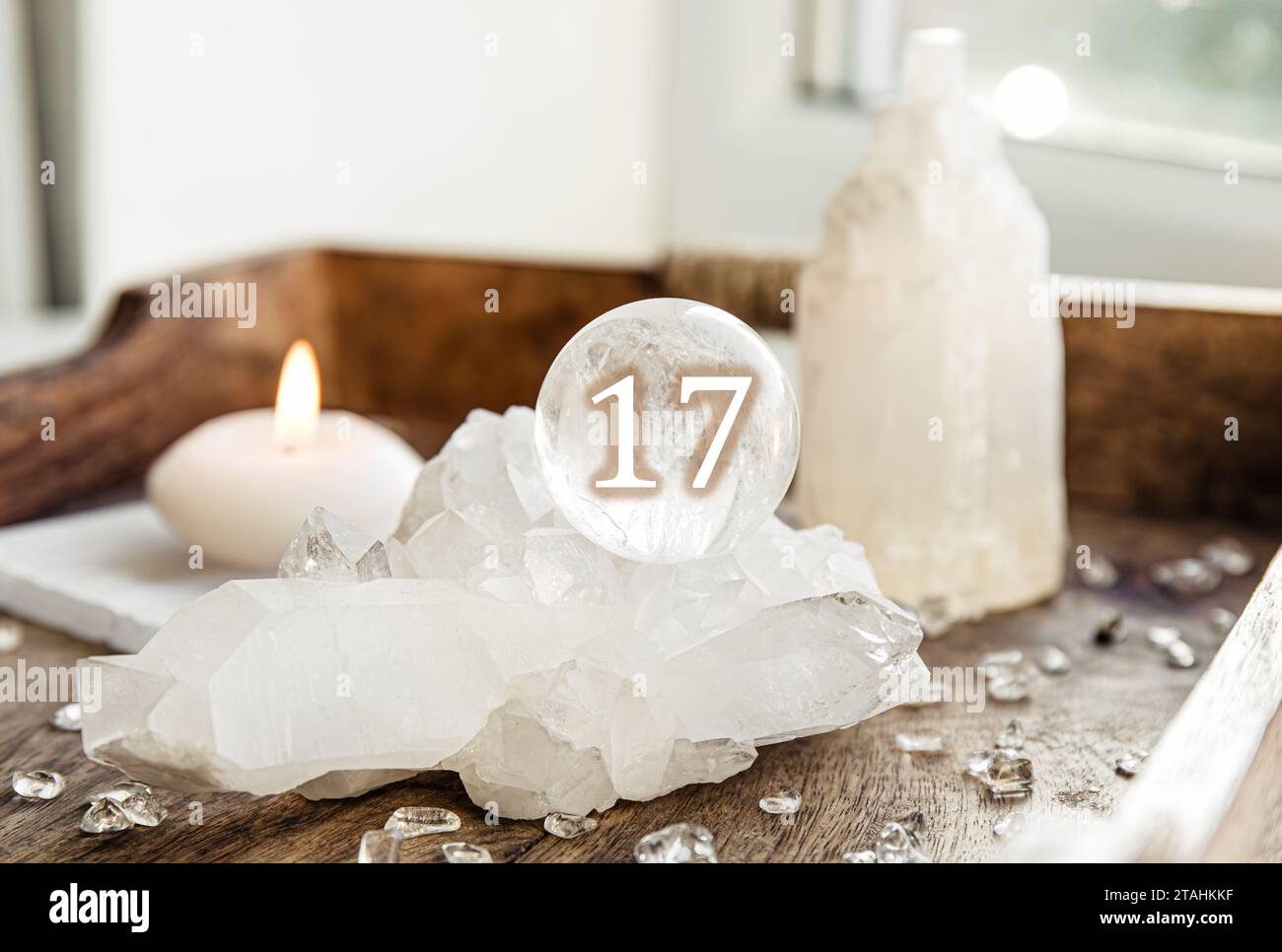 Number seventeen on Gemstone sphere or crystal balls known as ...