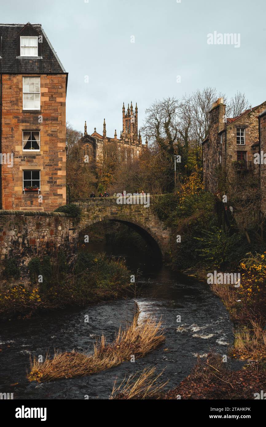 The Water of Leith flowing through Dean Village, Edinburgh, Scotland ...