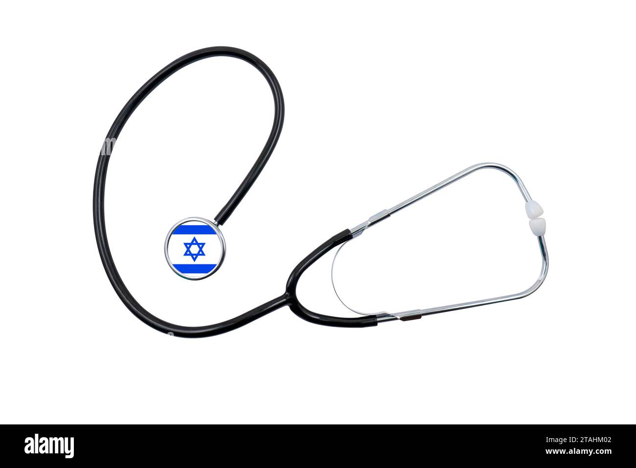 Stethoscope with head in the form of the Israeli flag, isolated on a ...