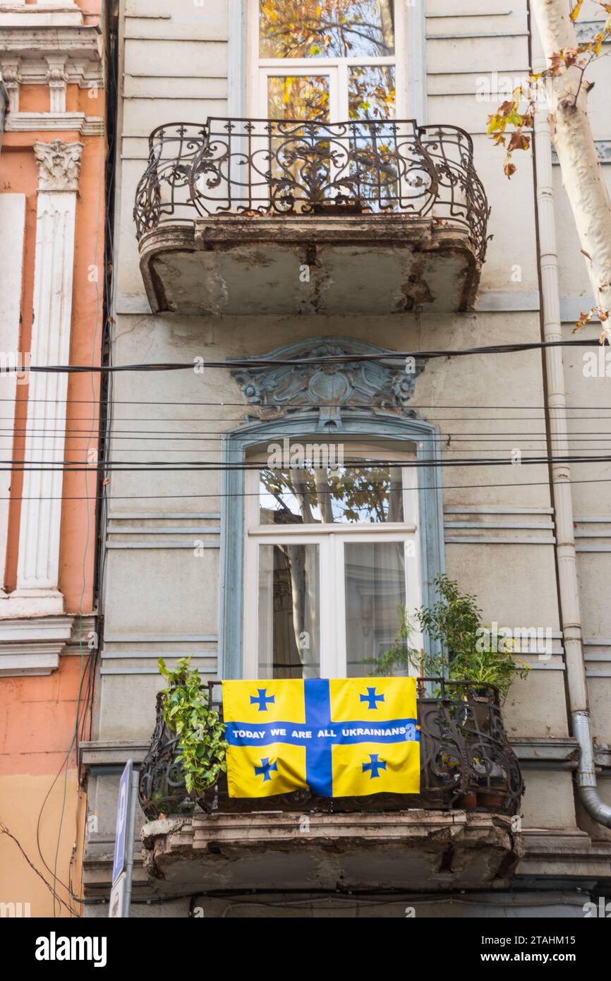 pro-ukrainian graffiti /flags in the streets of tbilisi , Georgia Stock ...